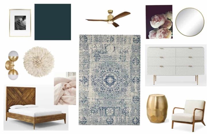 Client Files: A Moody Blue + Rose Guest Bedroom Design
